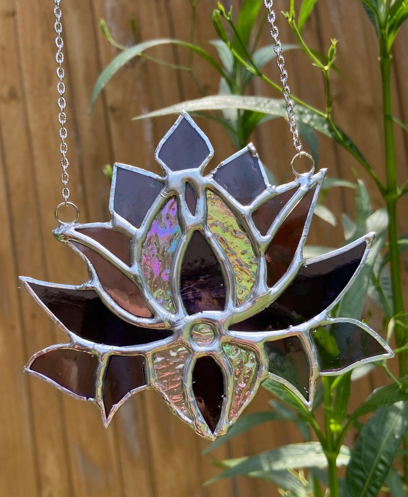 Lotus Flower Stained Glass Suncatcher - Etsy