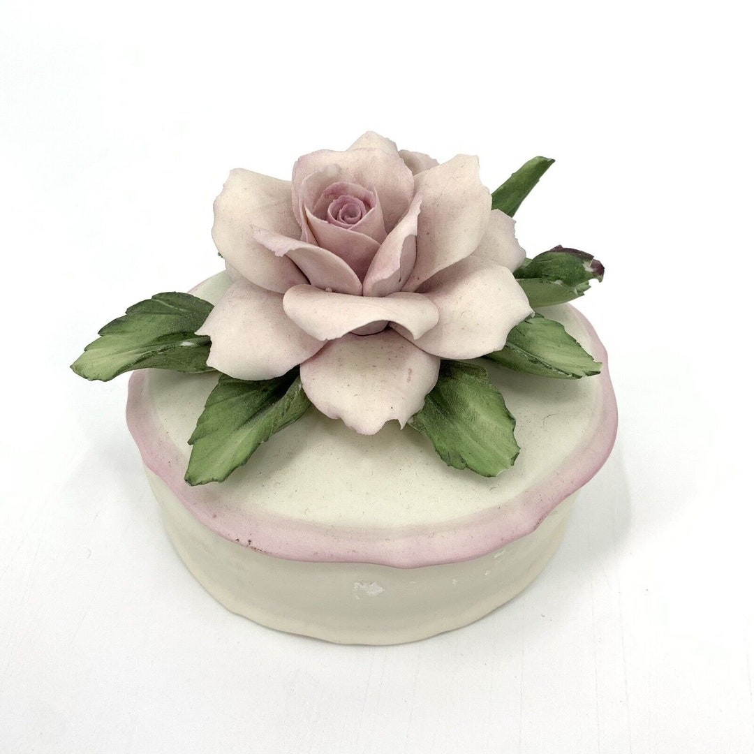 Capodimonte Porcelain Trinket Box Signed Carlo Savastano Pink Rose - Etsy