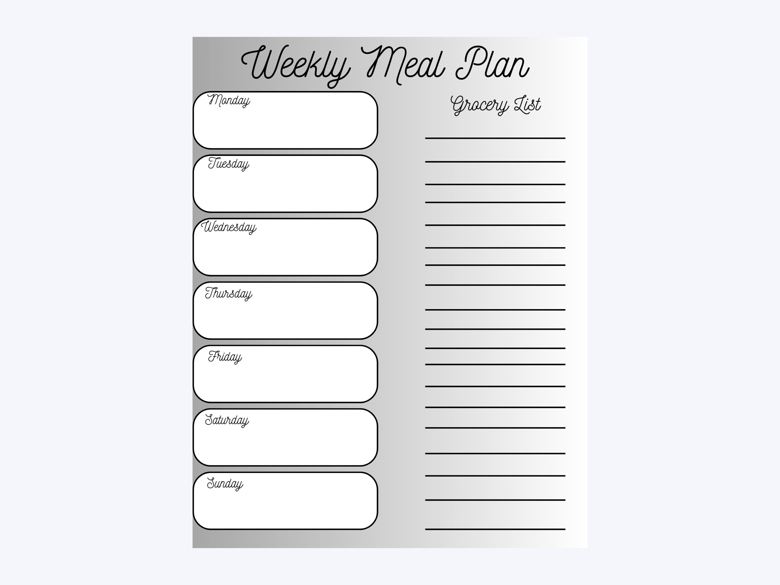 Weekly Meal Plan Printable, Grocery List, Planner, Meal Plan, A4 / A5 ...