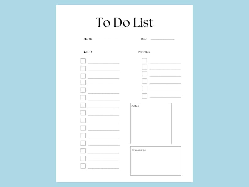 To Do List Printable, 4 Pages, Task List/check List, Planner, Organizer ...