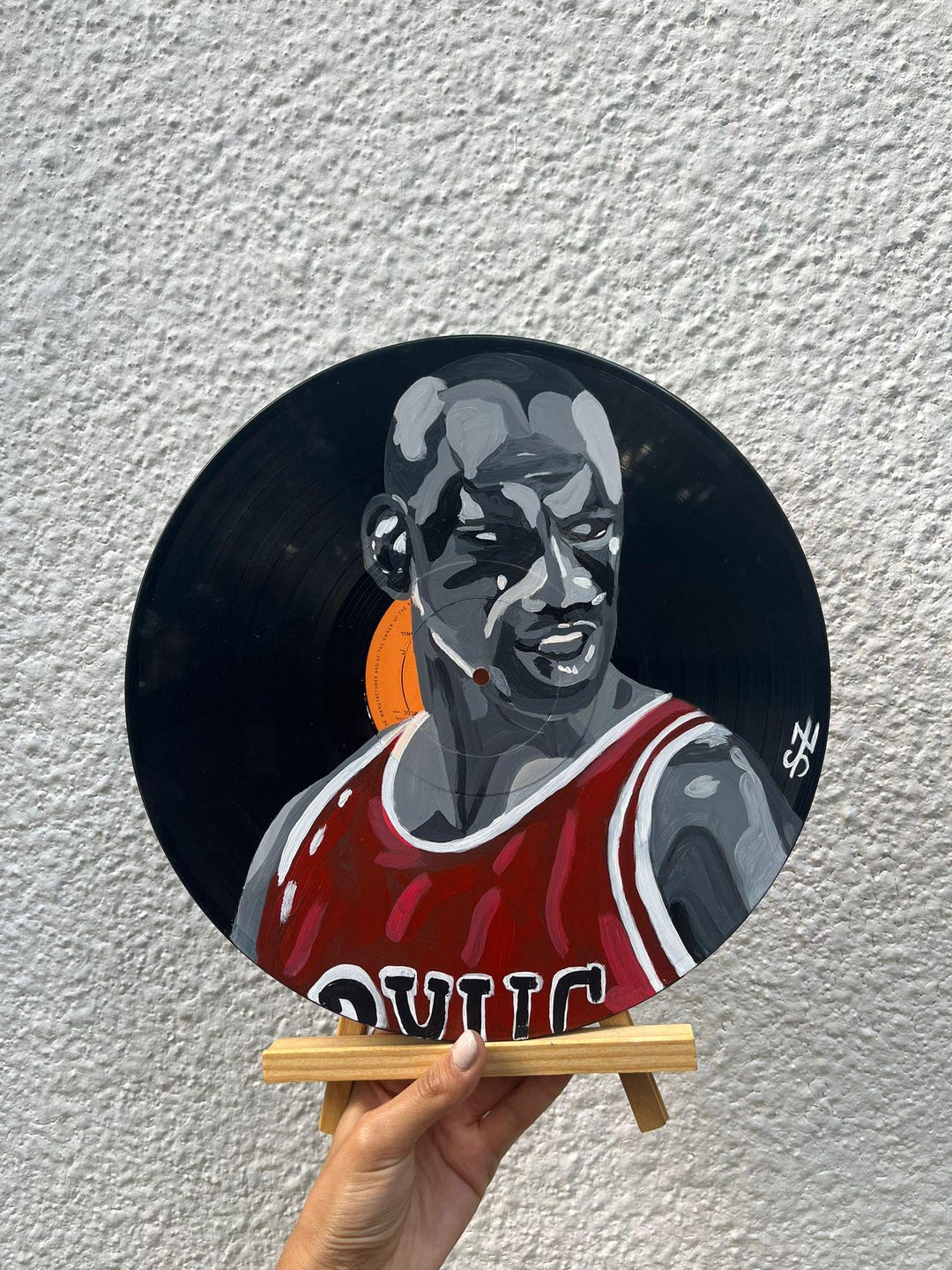 Hand-painted Michael Jordan on Vinyl Record Unique Basketball Art Retro ...