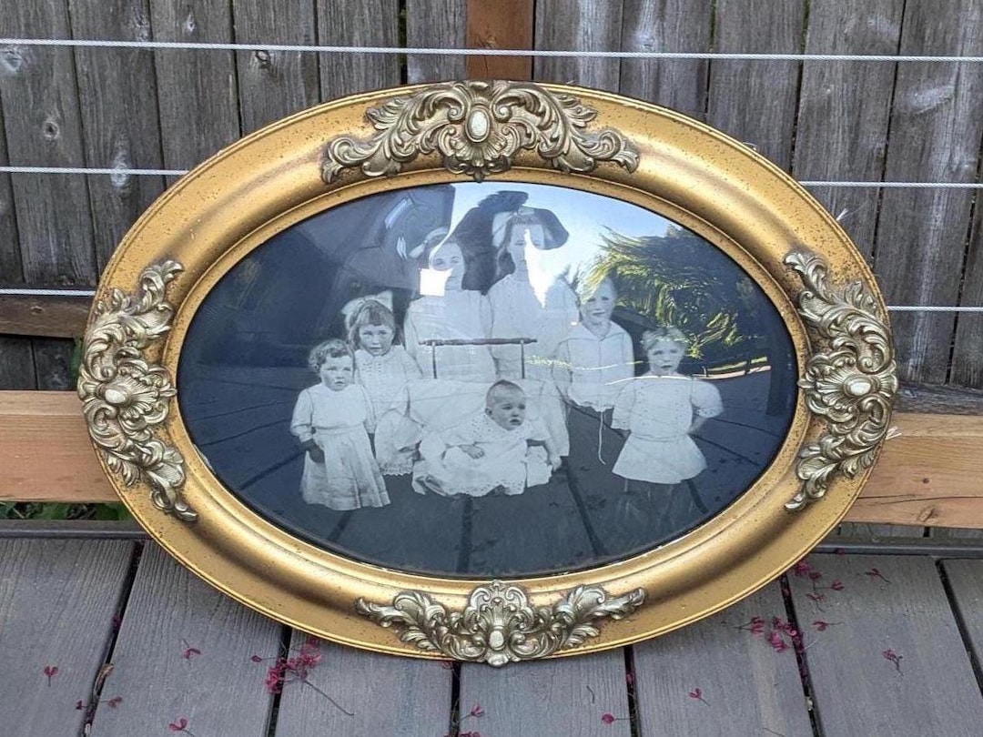 Antique Gold Gilt Wood Victorian Frame: Convex Glass, Old Children's ...