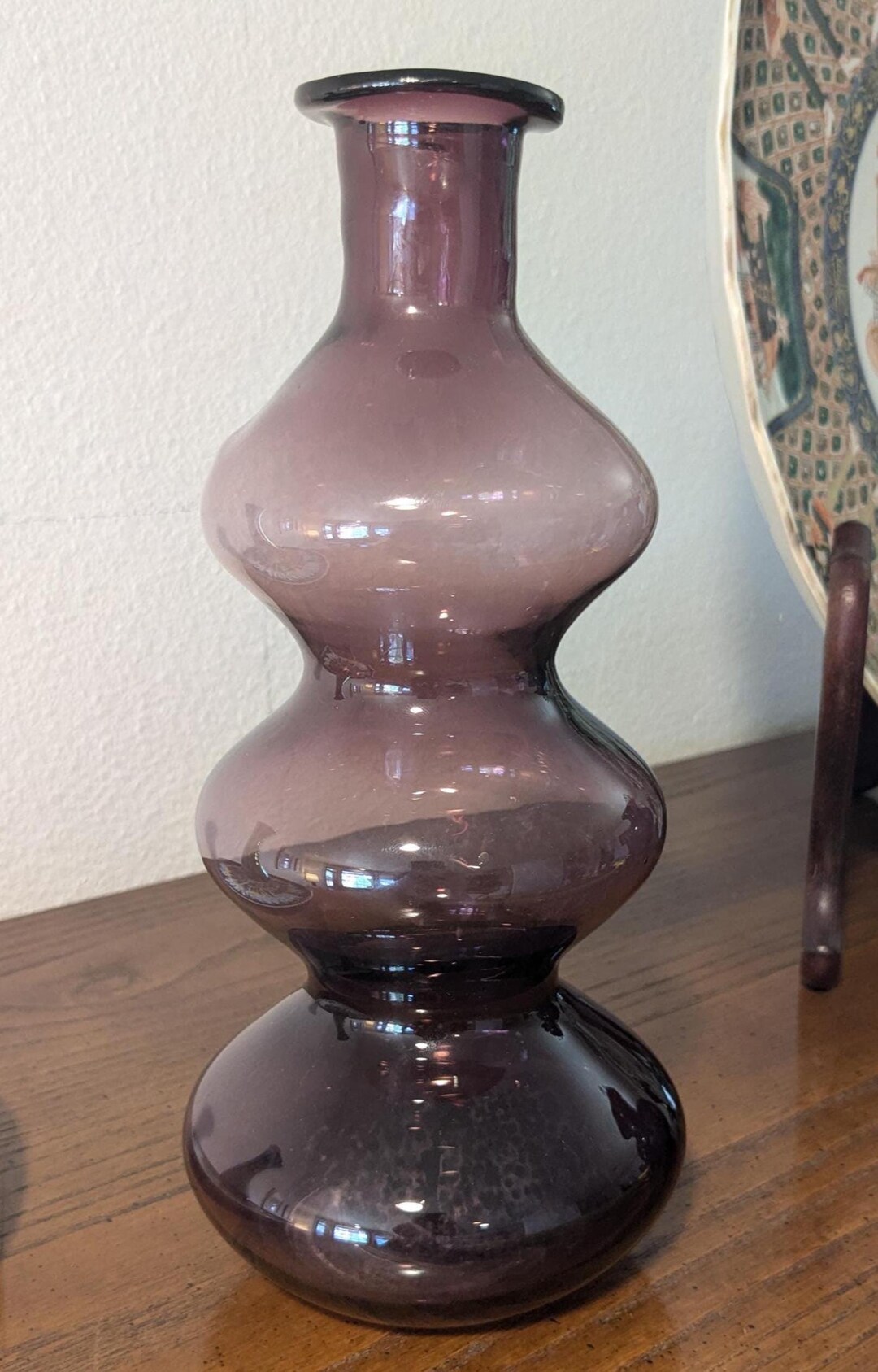 Vintage Amethyst Handblown Glass Vase: Triple Gourd Mid-century Art - Etsy
