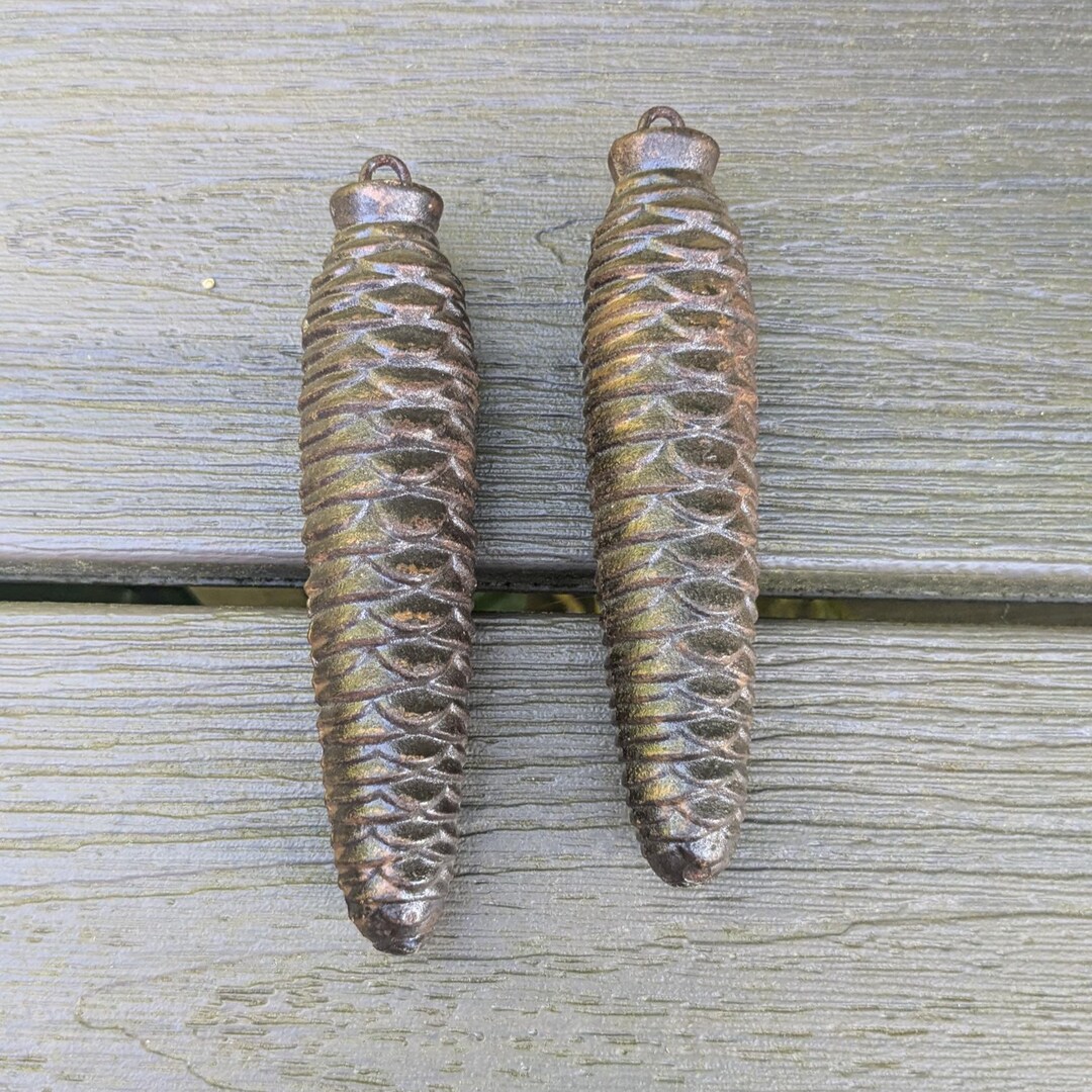 Pair of Antique Cast Iron Pinecone Clock Weights With Bronze Finish ...