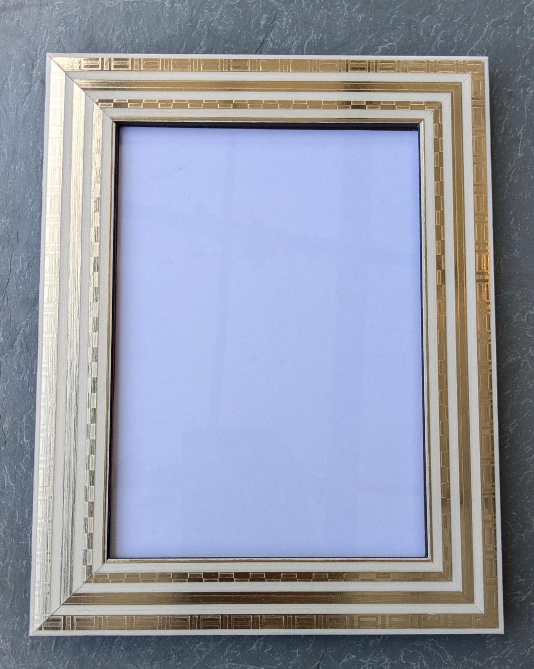 Natalini Handmade Picture Frame: Golden Stripes, Ivory Wood (5x7) - Etsy