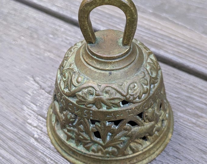 Antique Monastery Ornate Brass Bell, Latin Script, Names of Gospels ...