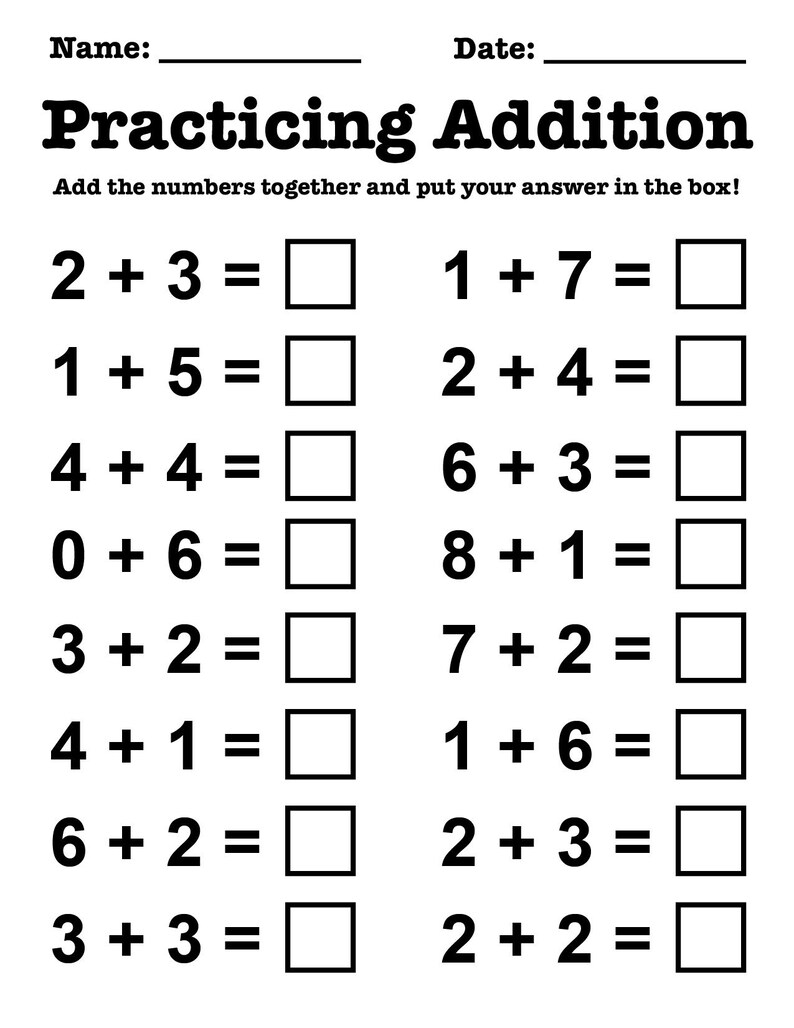 Printable Addition Worksheets for Kindergarten & 1st Grade | Classroom ...