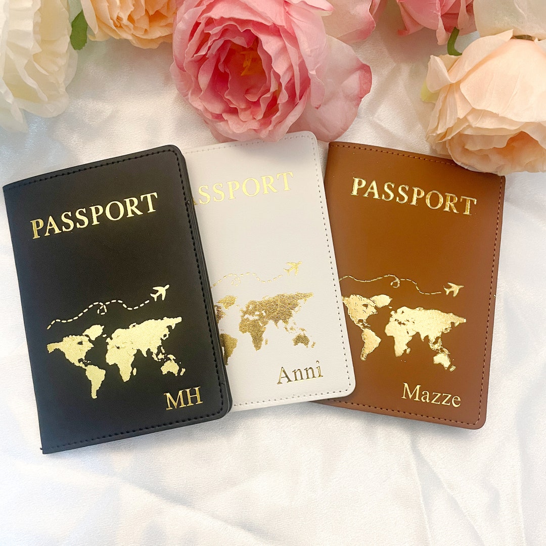 Personalized Passport Cover With Name and World Map/airplane Design ...