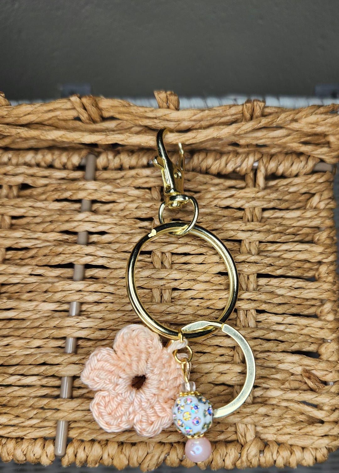 Pink Floral Key Ring With Gold Metal and Lobster Claw - Etsy