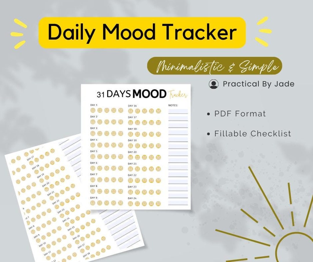 Printable Editable Daily Mood Tracker Anxiety, Depression, ADHD ...