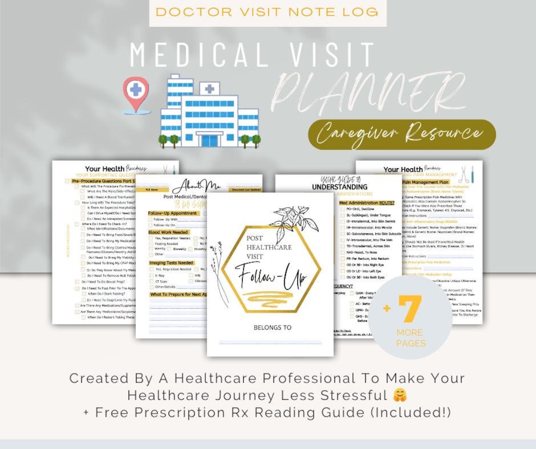 Printable PDF Editable Medical Visit Log | Home Care Caregiver Doctor ...