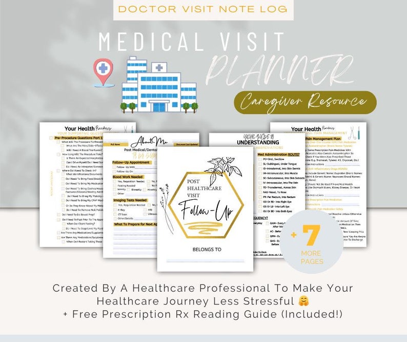 Printable PDF Editable Medical Visit Log Home Care Caregiver Doctor ...