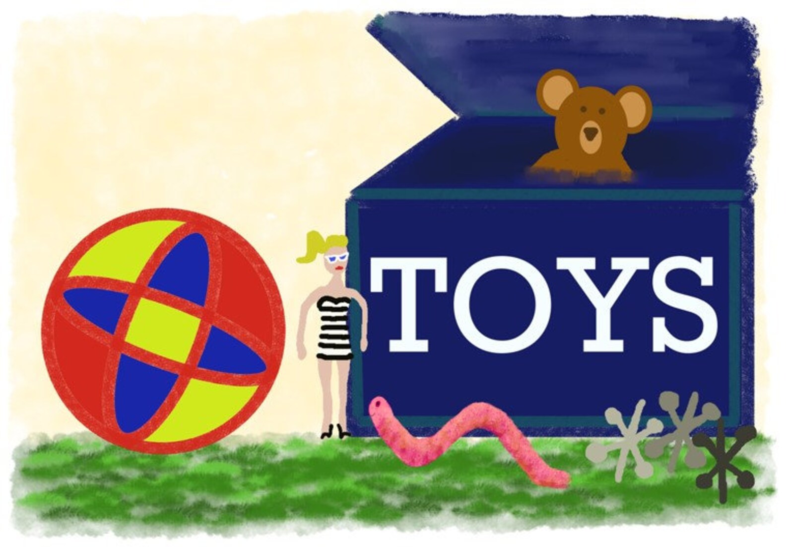 Worm in a Toy Room, Digital Art, Size A4 - Etsy