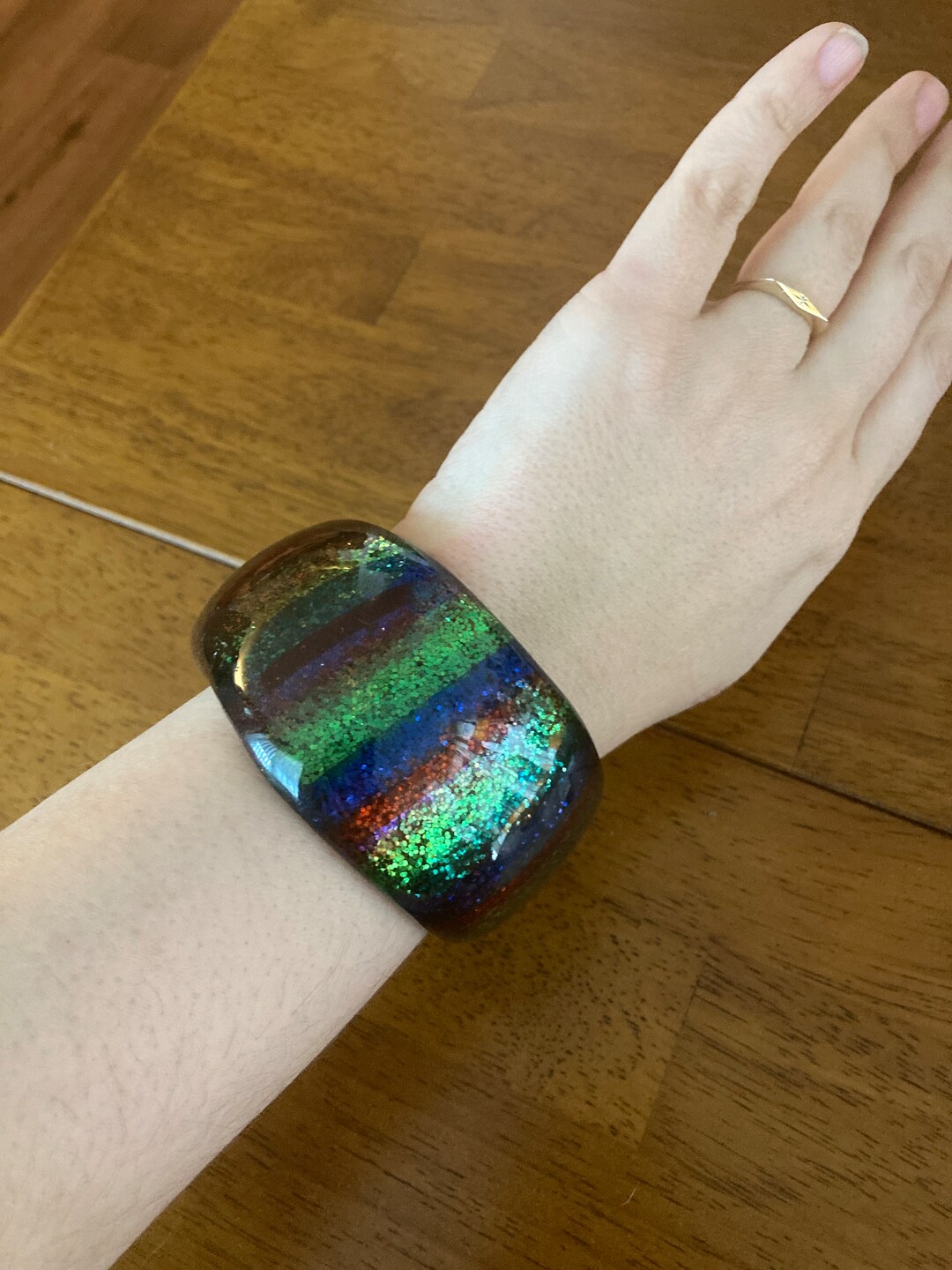 1970s Big Wide Rainbow Glitter Disco Bracelet Lucite Confetti - Etsy