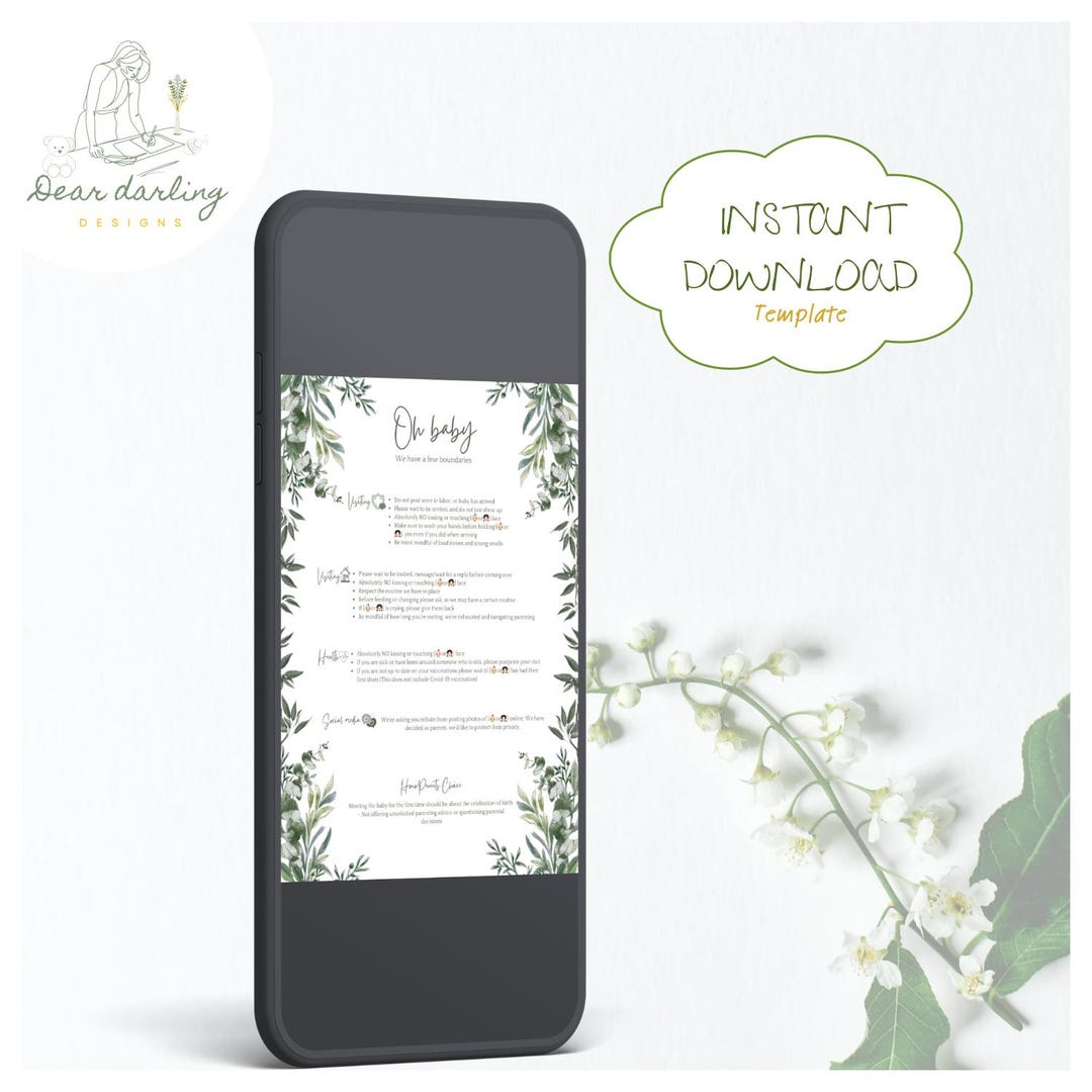 Greenery Newborn Rules Template - Etsy