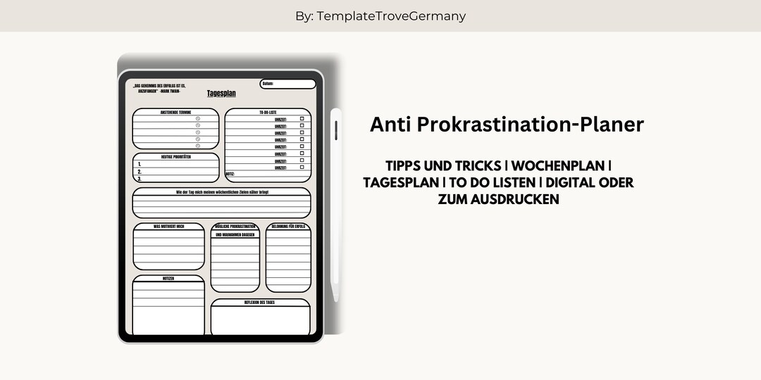Anti-procrastination Plan Digital Planner ADHD Planner Printable or for ...