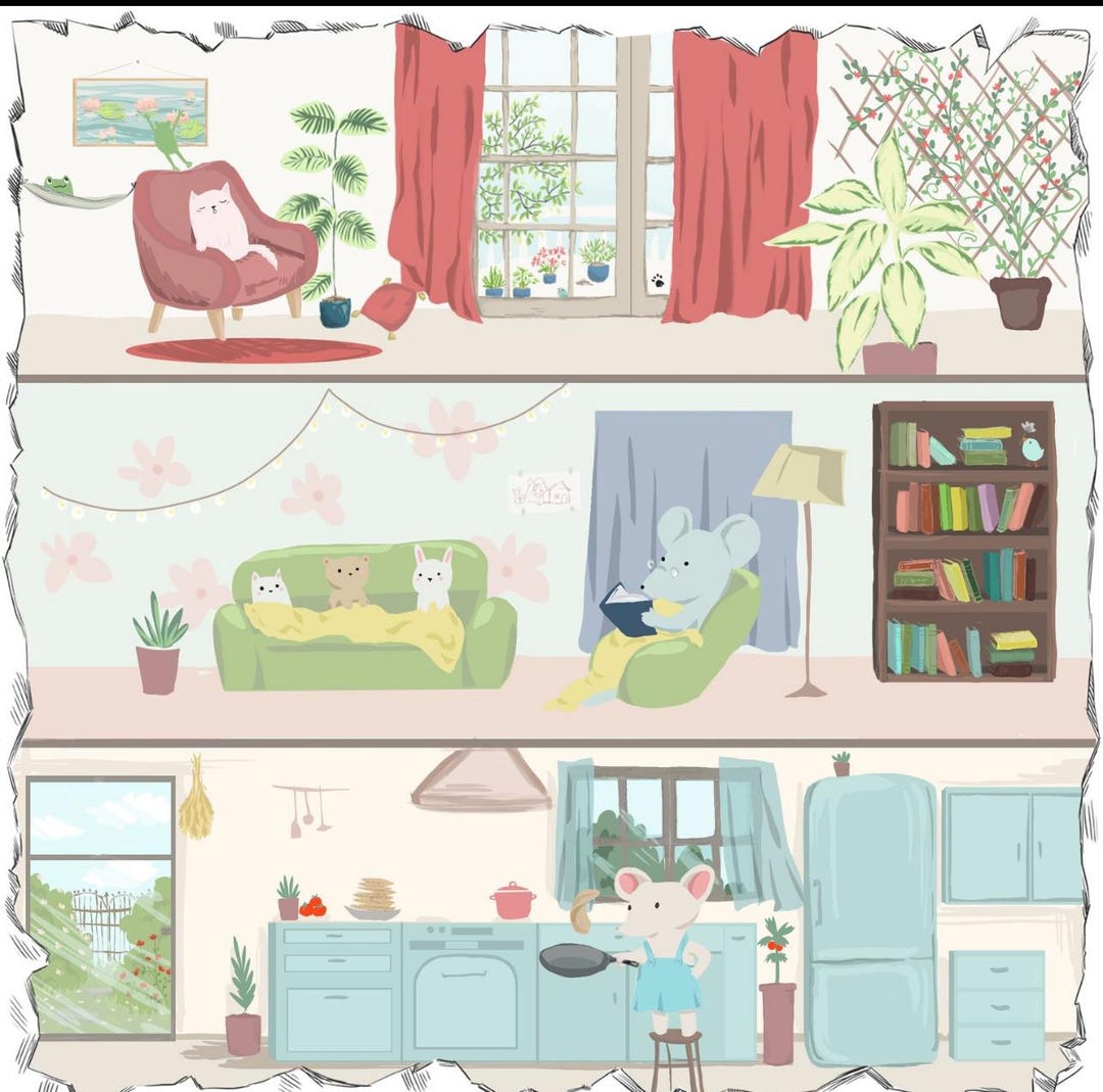 Hole in Wall Cat's House Sticker for Kids Room. Wall Decor Peel and ...