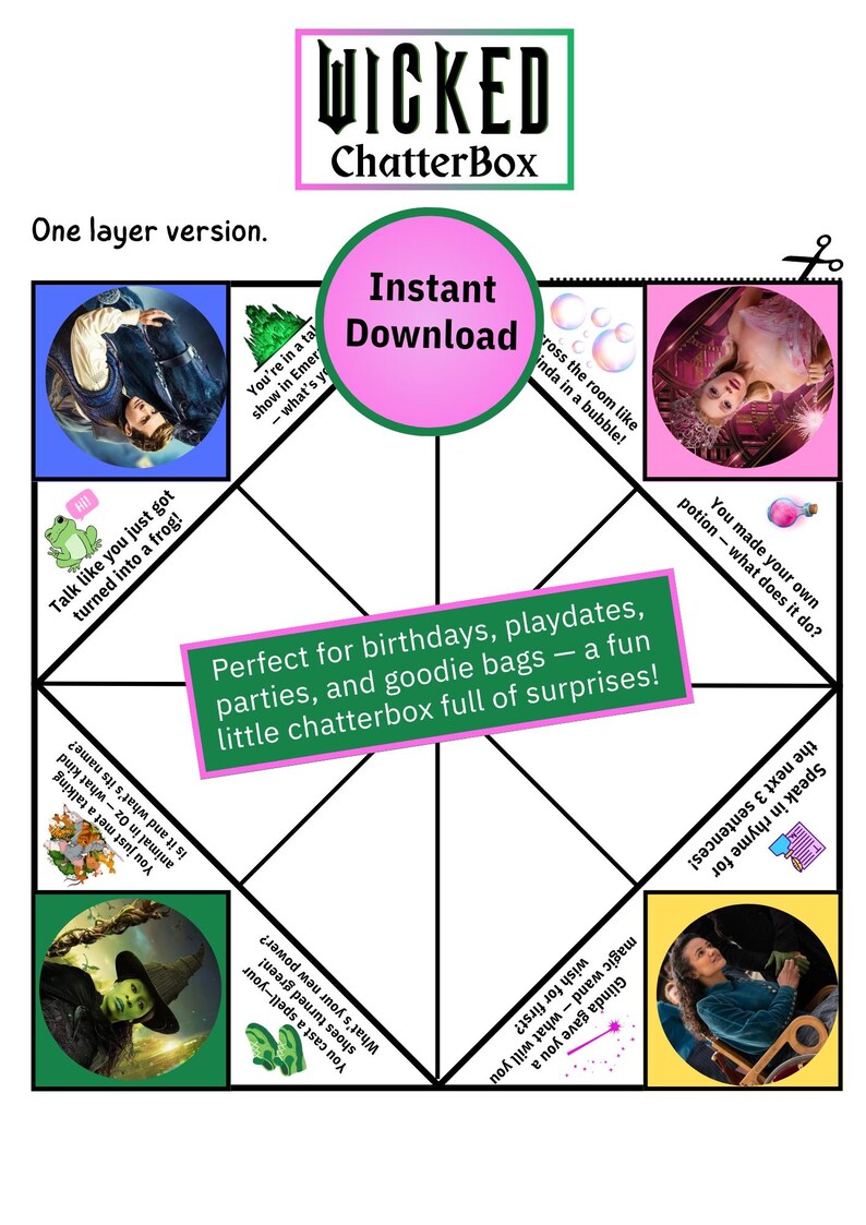 Wicked Theme Chatterbox / Kids Fortune Teller - Etsy