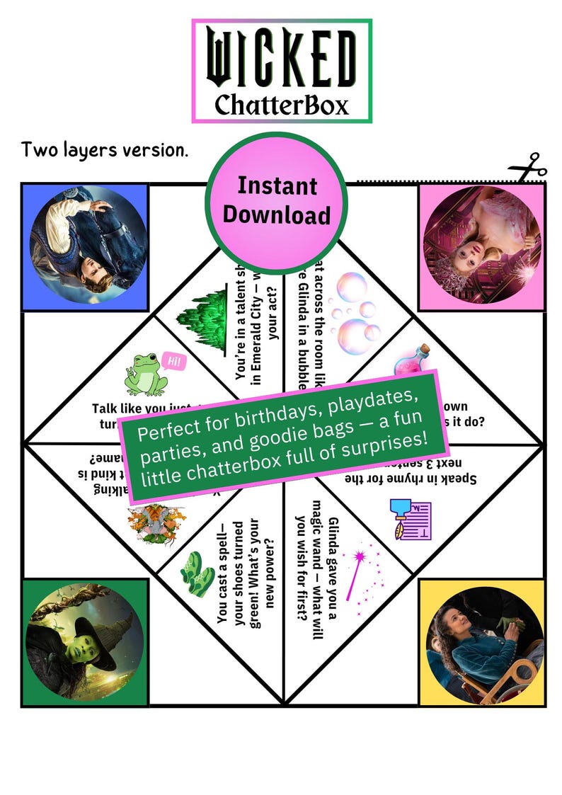 Wicked Theme Chatterbox / Kids Fortune Teller - Etsy