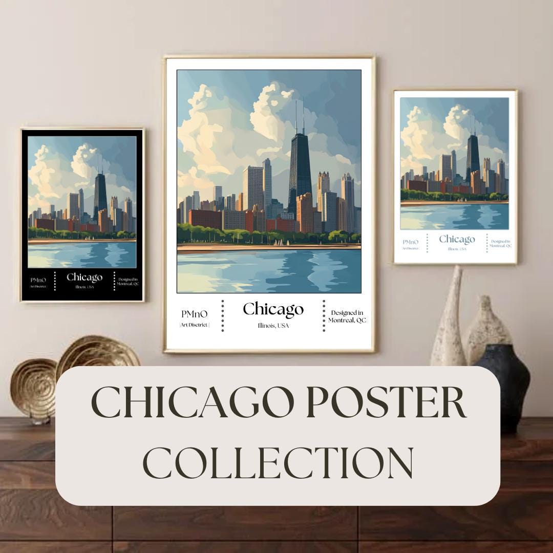 Chicago Future Posters Modern Posters Minimalistic Cityscape Poster ...