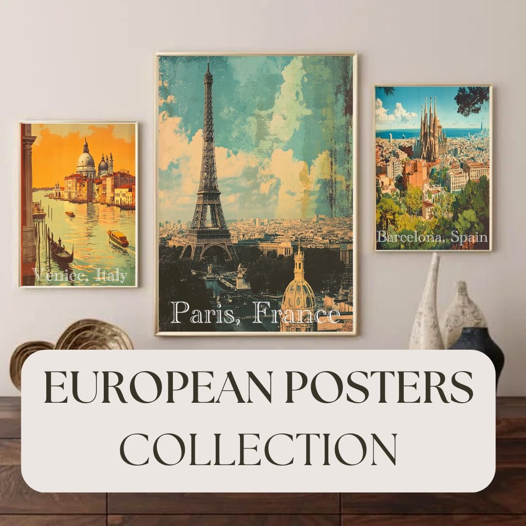 Vintage Printable Poster Paris Wall Art London Posters Barcelona Wall ...