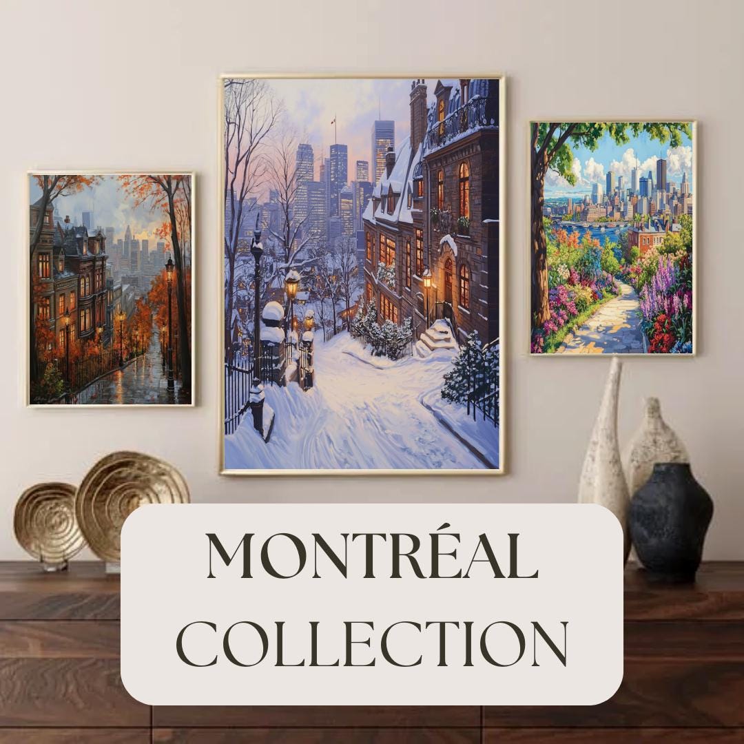 Vintage Prints of Montreal Wall Art Paintings of Canada Minimalist ...