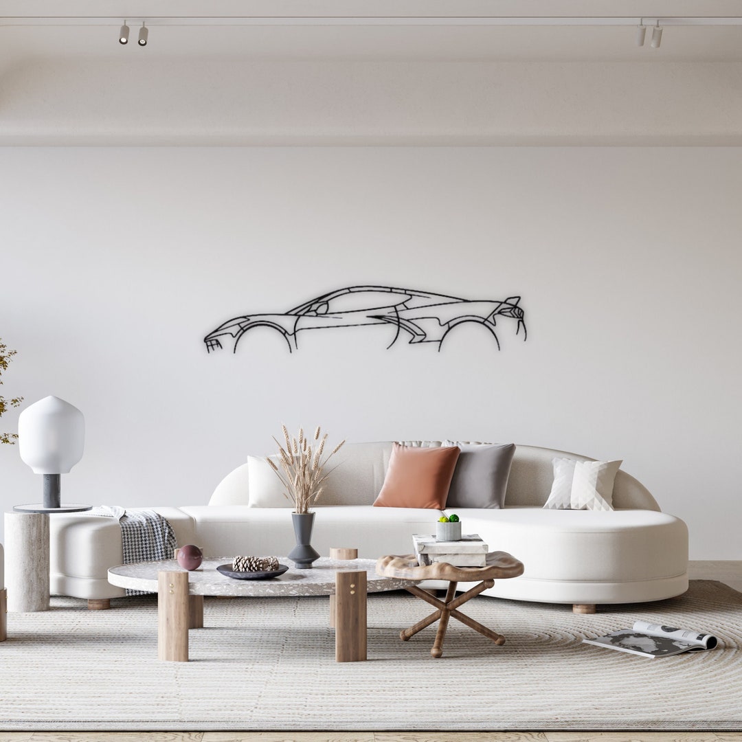 Corvette C8 Silhouette Metal Wall Decor Corvette C Series Wall Art ...