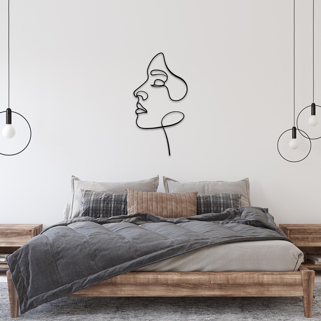 Abstract Female Face Metal Line Wall Decor | Minimalist Woman Face Wall ...