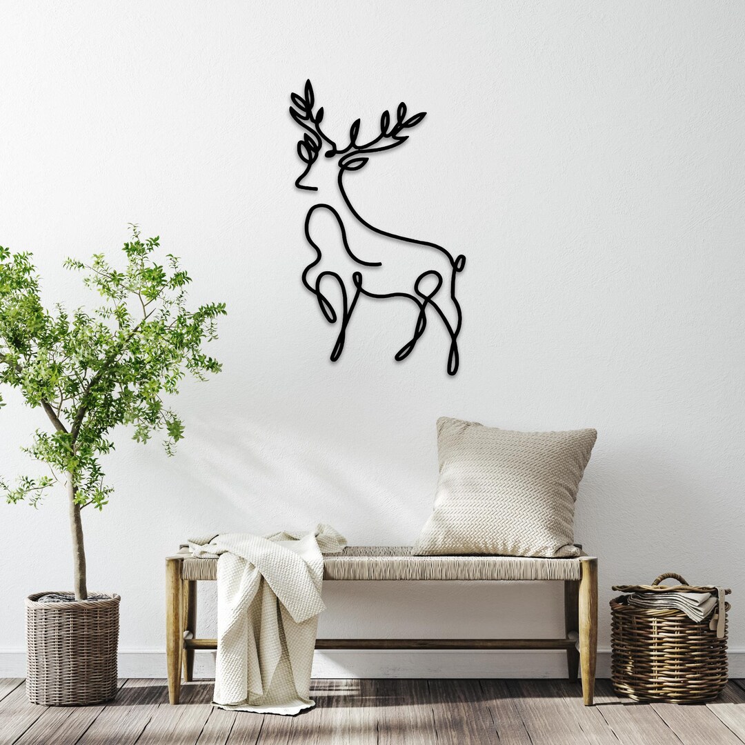 Deer Metal Line Wall Art | Metal Wall Decor | Minimalist One Line Art ...