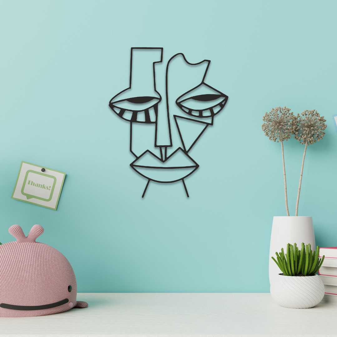 Cartoon Character Metal Line Wall Art | Aesthetic Wall Art | Metal Wall ...