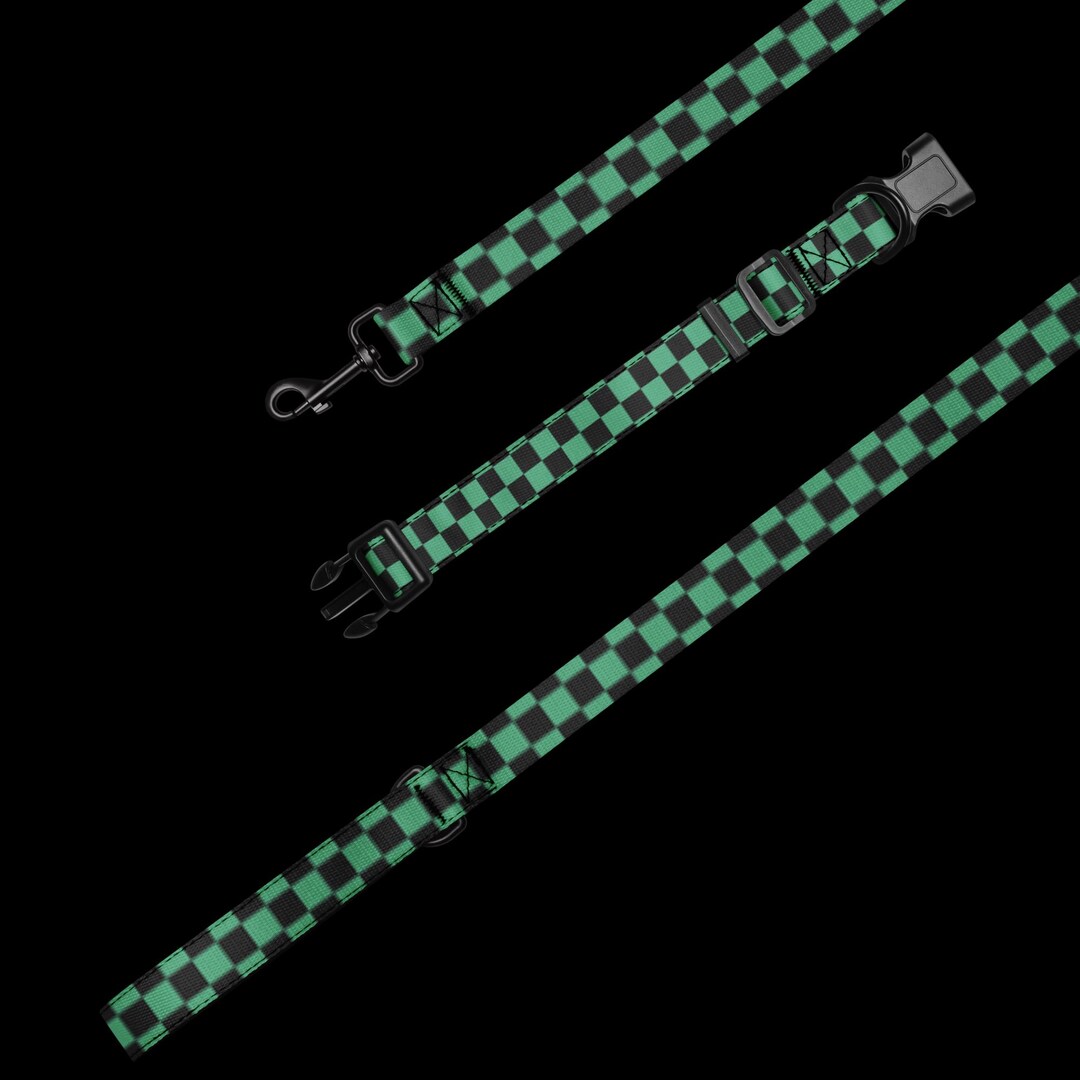 MADE TO ORDER Checkered Collar & Leash Set S - L - Etsy