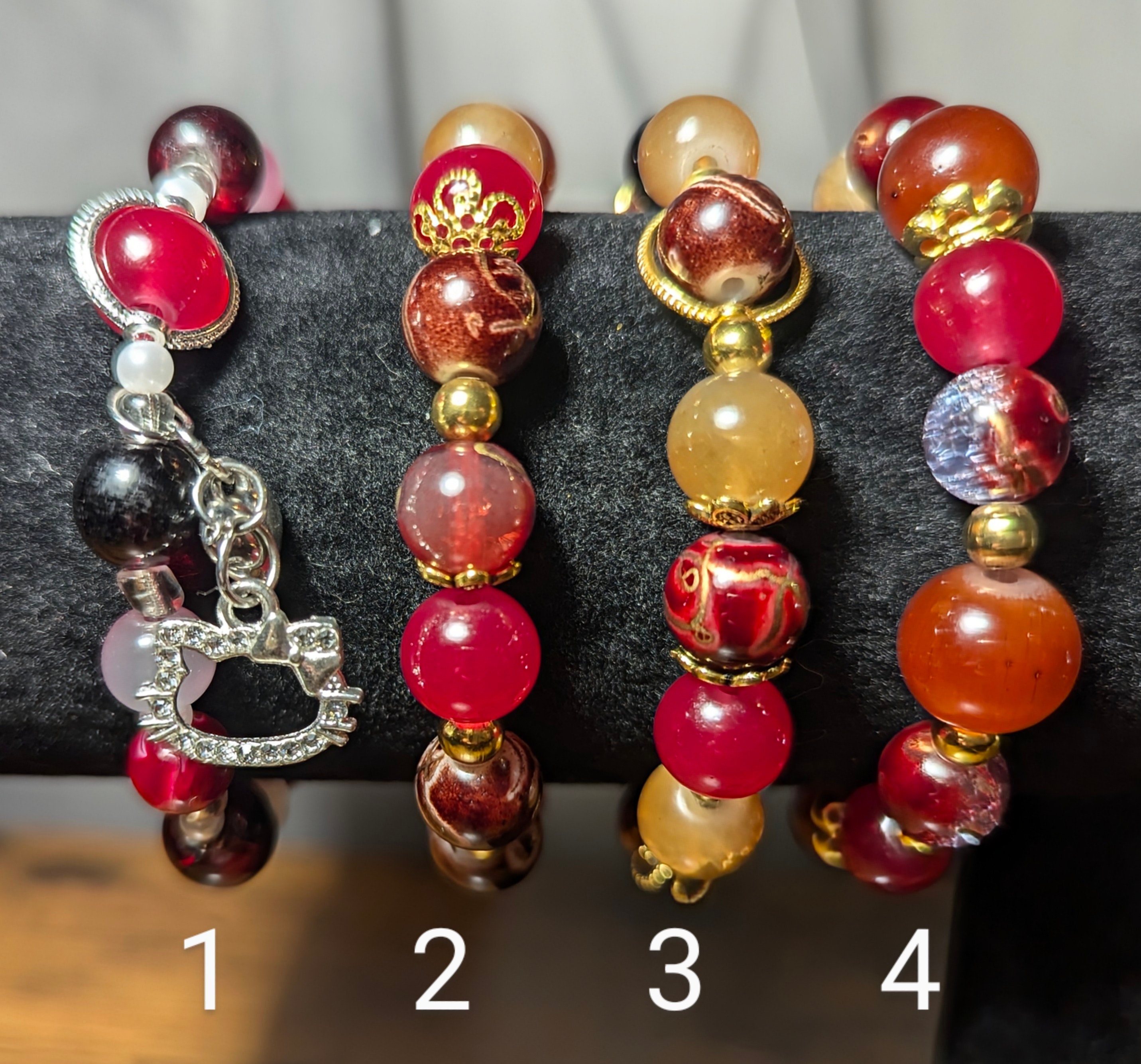 Red Beaded Bracelets - Etsy