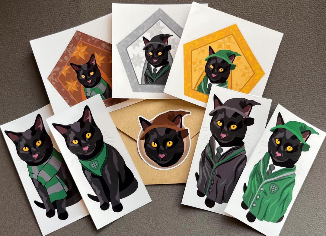 Harry Potter Sorting Hat Inspired Cat Stickers Harry Potter House ...