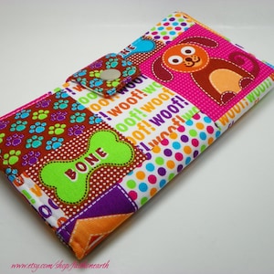 Sweet Puppy Dog Handmade Long Wallet Bifold Clutch PAWS AND BONES or ...