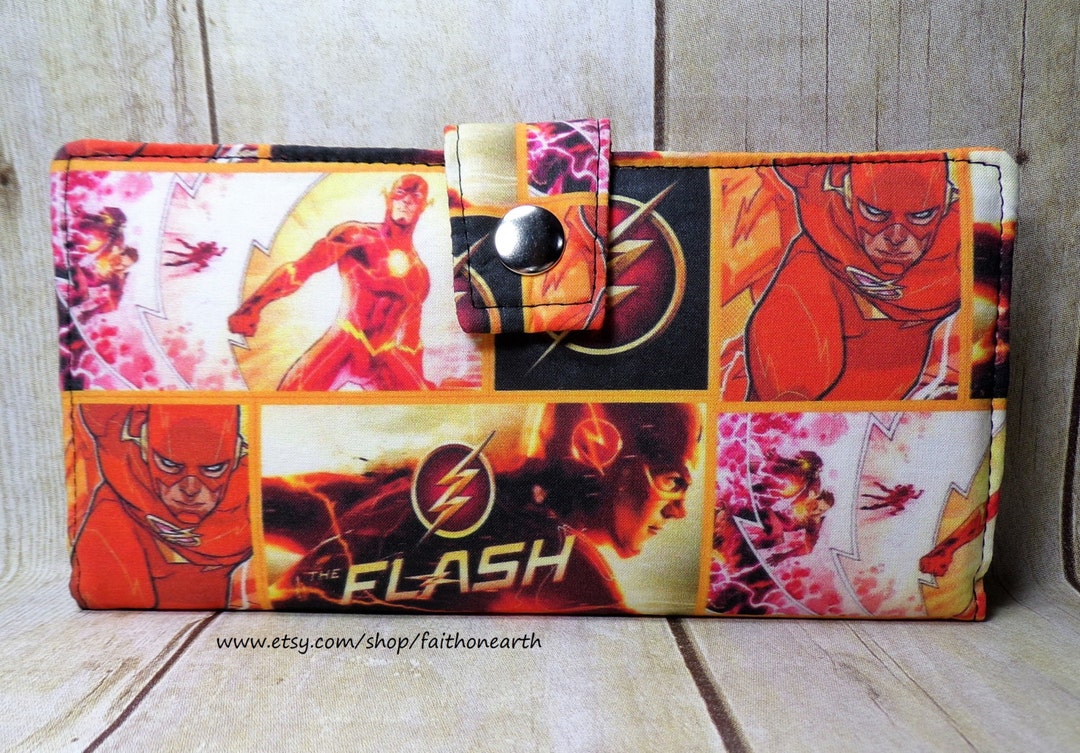 Flash Handmade Long Fandom Geek Wallet Bifold Clutch Vegan Wallet Flash ...