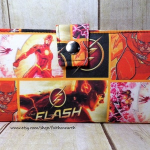 Flash Handmade Long Fandom Geek Wallet Bifold Clutch Vegan Wallet Flash ...