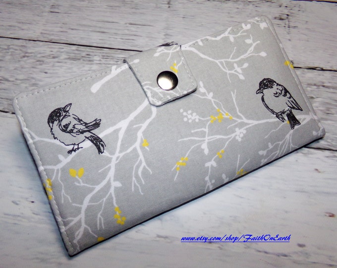 SALE Handmade Long Wallet Bifold Clutch Vegan Wallet Birds Nesting in ...