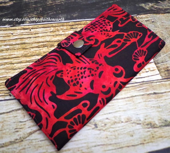 Red and Black Batik Asian Koi Wallet Handmade Long Wallet | Etsy