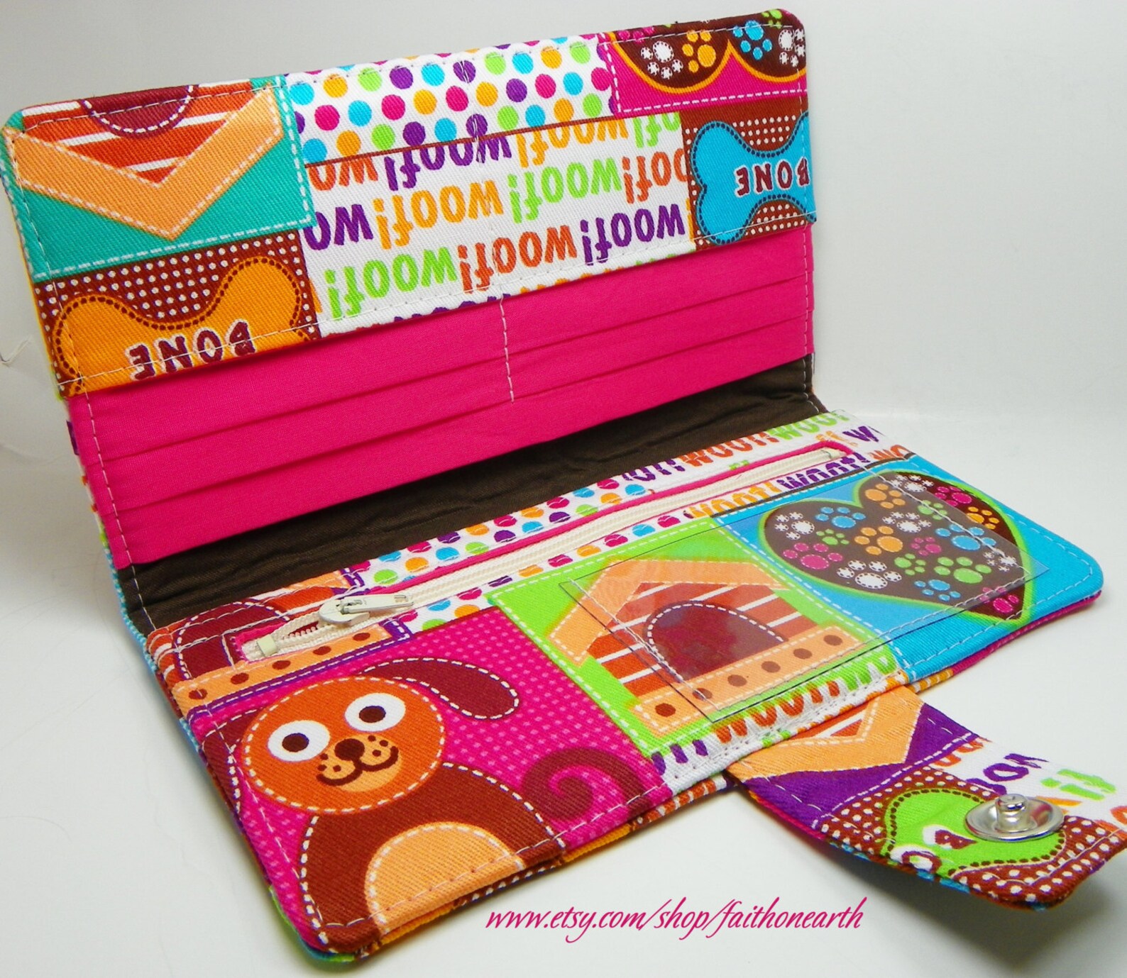 Sweet Puppy dog Handmade Long Wallet BiFold Clutch PAWS | Etsy