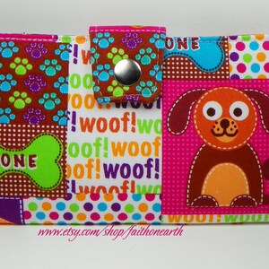 Sweet Puppy Dog Handmade Long Wallet Bifold Clutch PAWS AND BONES or ...