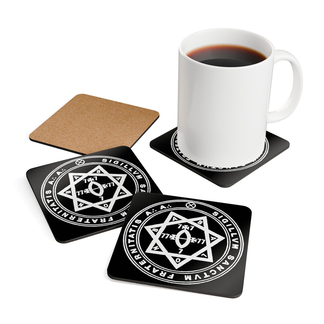 A.A. Seal Aleister Crowley Coaster Set Corkwood - Etsy