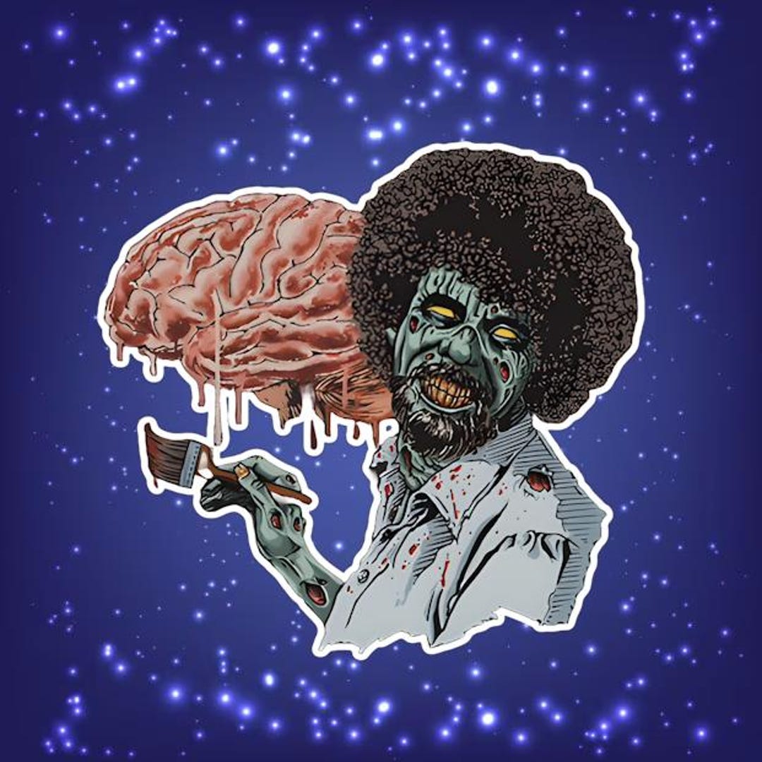 Bob Ross | "zombified" Sticker for Vehicle, Laptop, Phone, Toolbox ...