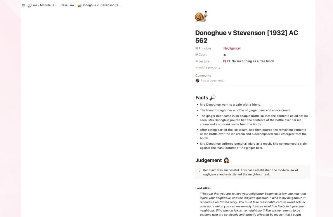 Law School Notion Template: Lecture Notes, Case Briefs (digital ...