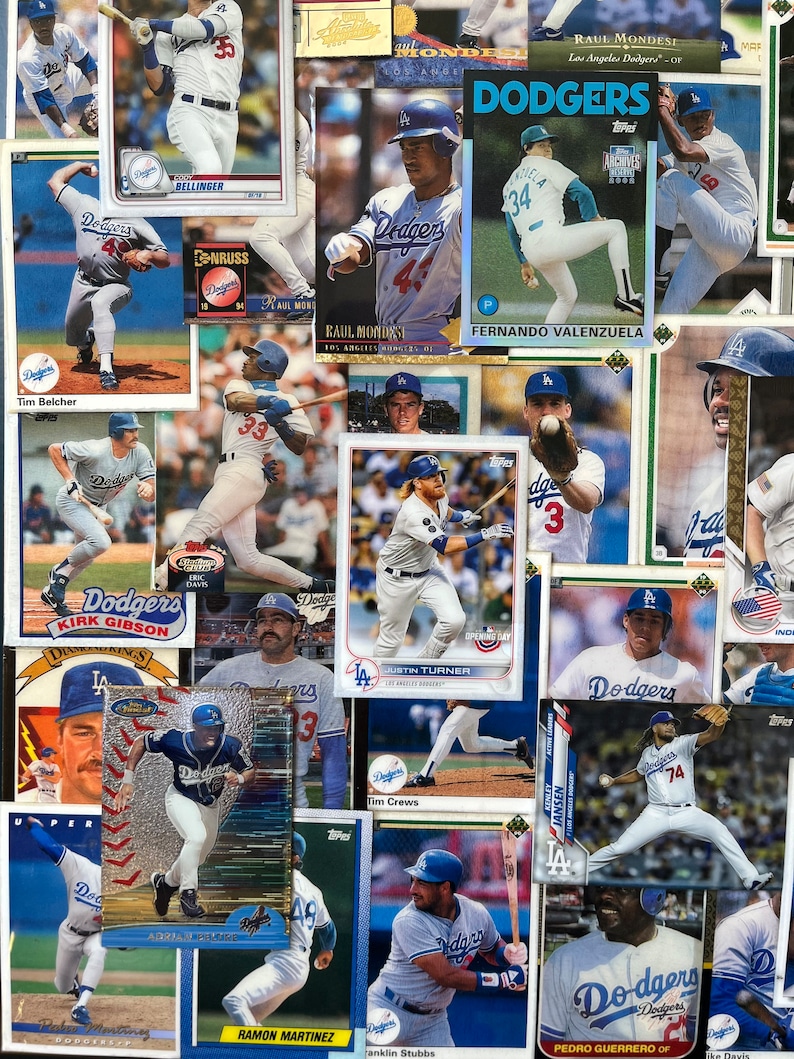 World Champion Los Angeles Dodgers Baseball Cards Collage MLB - Etsy