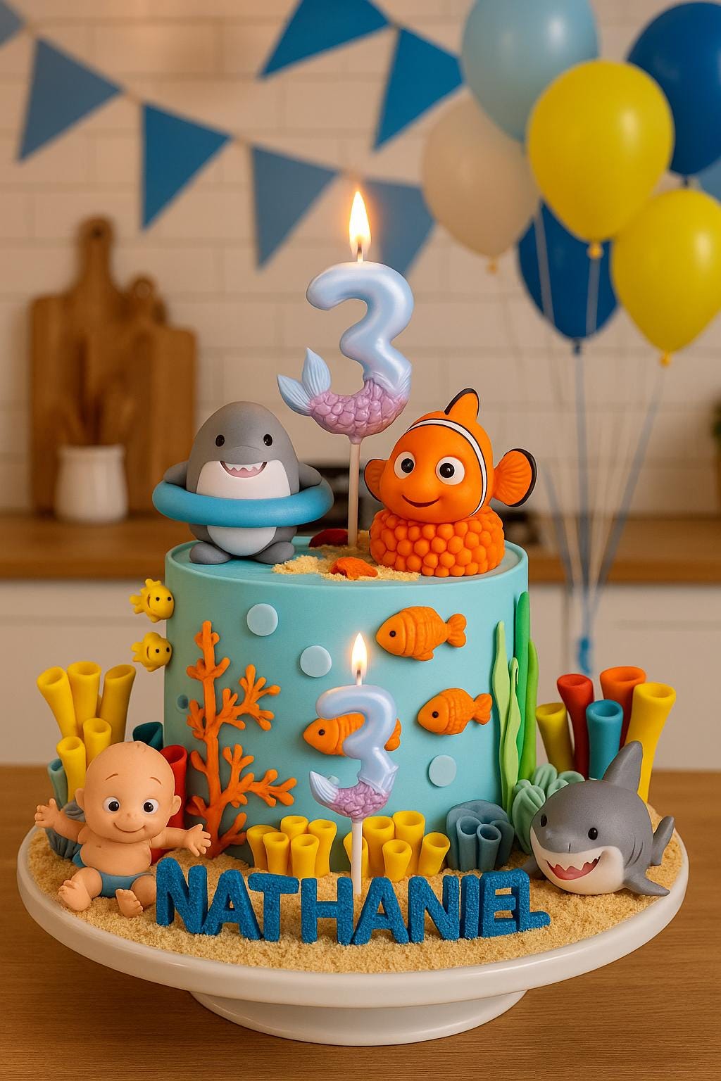 3rd Birthday Cake Topper Mermaid Number 3 Birthday Candle 3rd Birthday ...