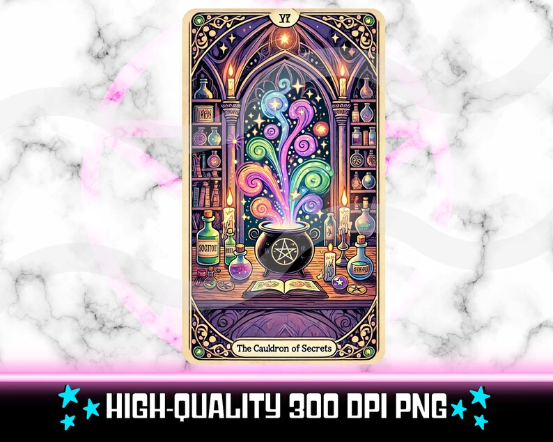 The Cauldron of Secrets Tarot Card PNG, Funny Mystical Pot Sublimation ...