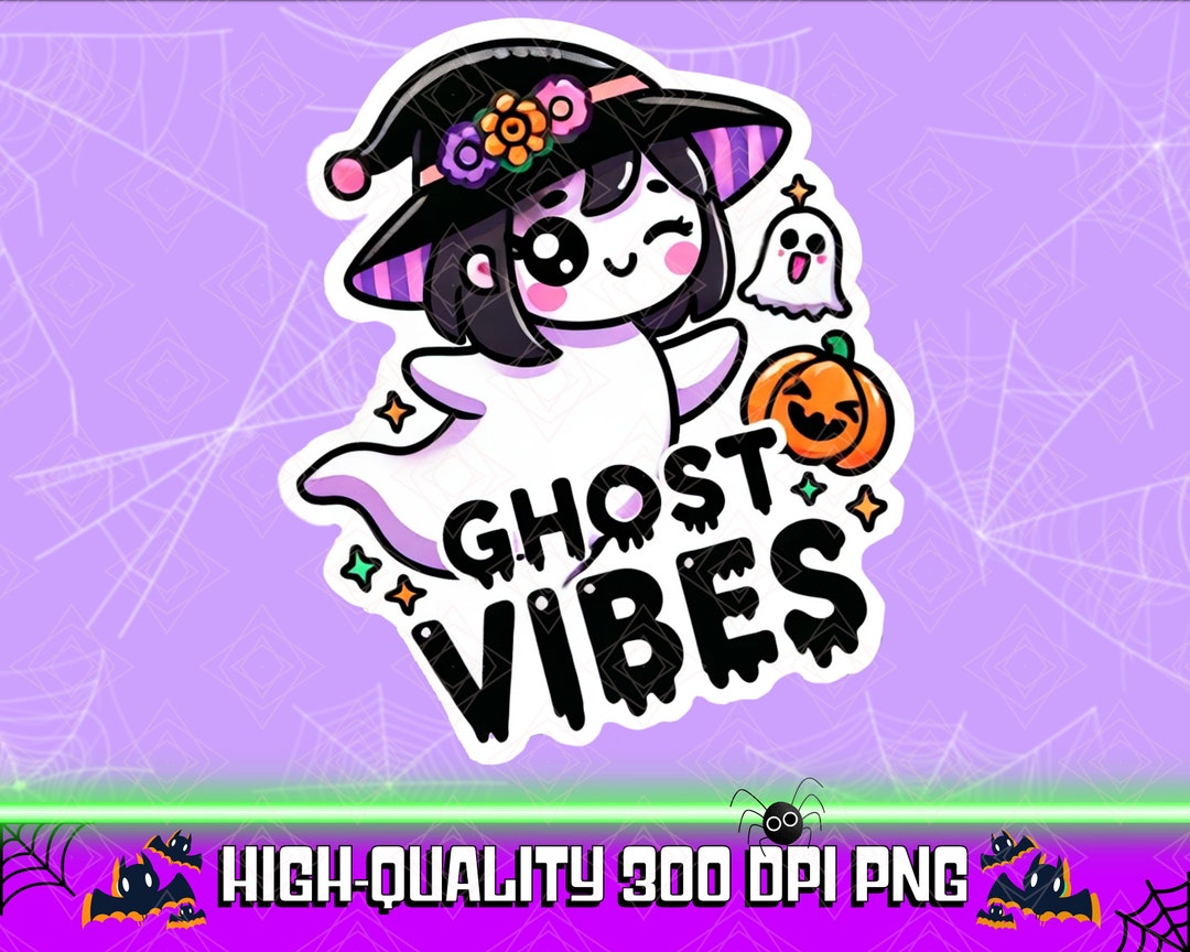 Ghost Vibes PNG, Cute Girl Clipart, Spooky Halloween Sublimation Design ...