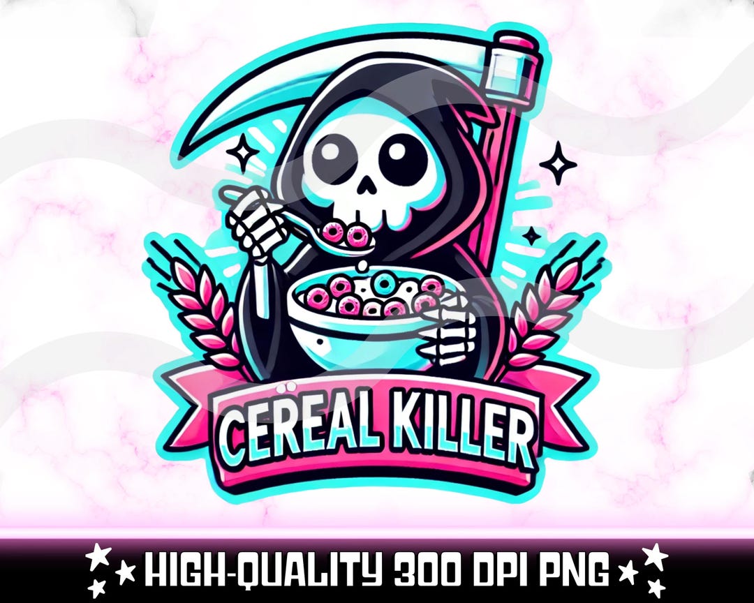 Cereal Killer PNG, Sarcastic Skeleton, Cute Skelly Clipart, True Crime ...