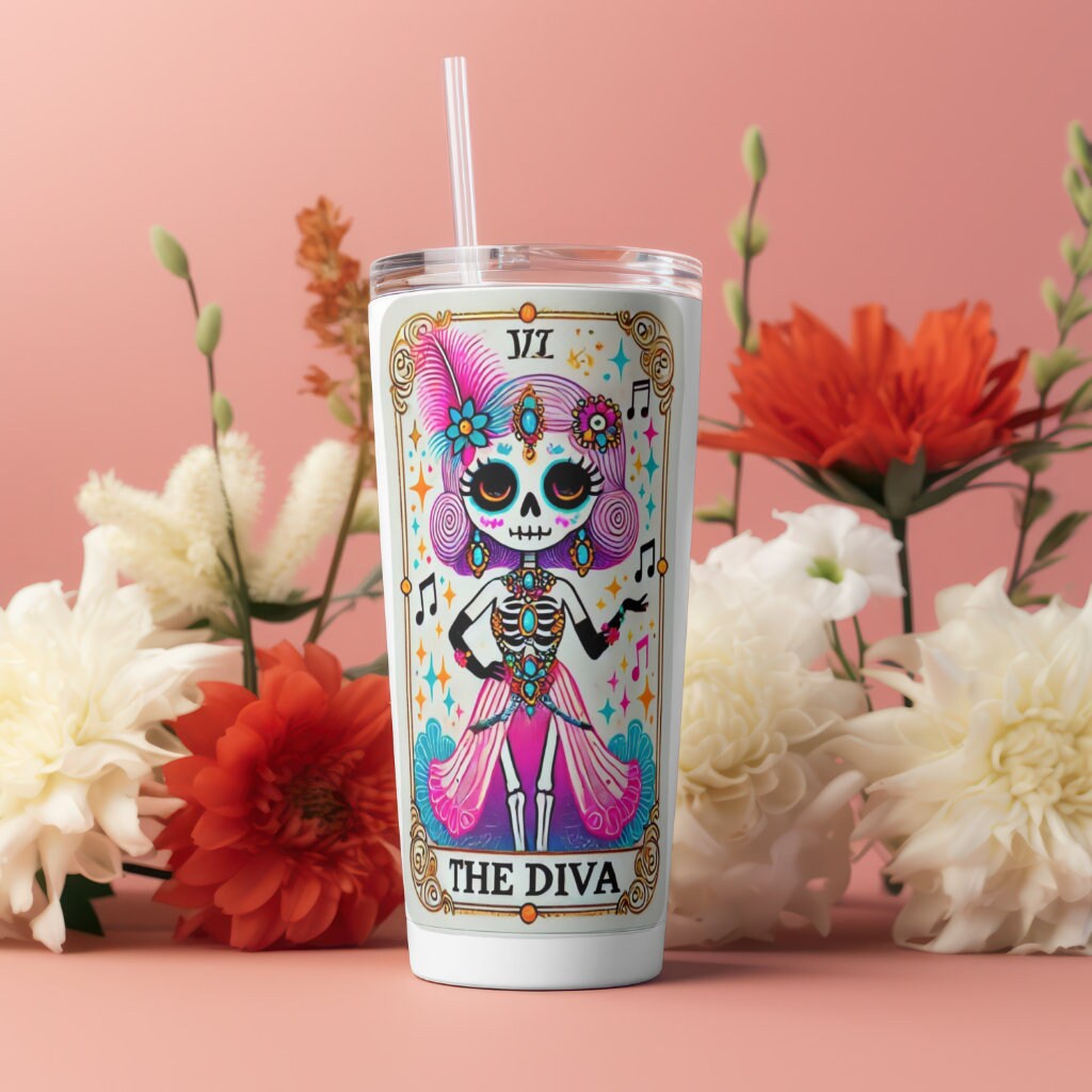 The Diva Funny Tarot Card PNG, Skeleton Sublimation Design, Witchy ...