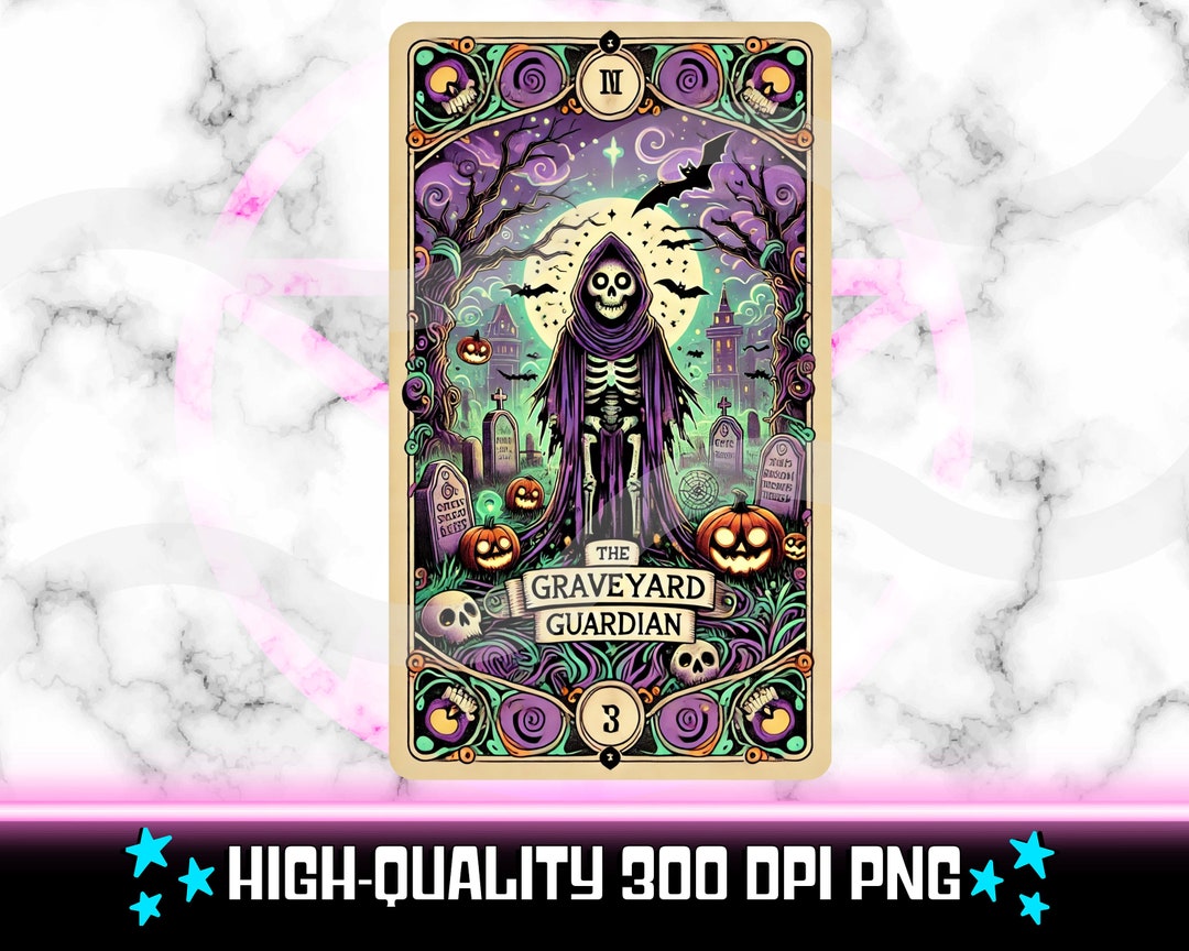 The Graveyard Gaudian Tarot Card PNG, Spooky Gravedigger Sublimation ...